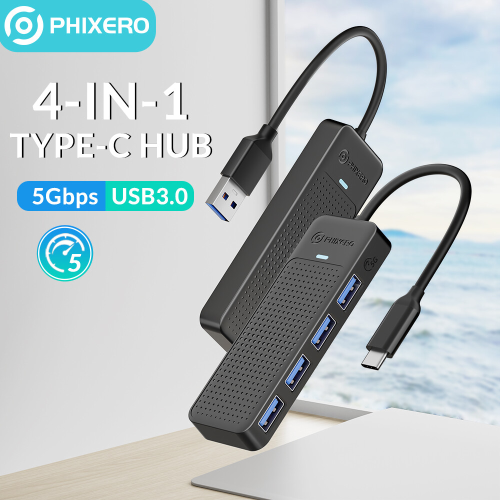 Multi USB 3.0 Hub 4 Port High Speed Slim Compact Expansion Smart ...