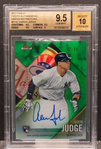 AARON JUDGE 2017 Topps Finest Firsts Green Refractor RC Auto 62/99 BGS ...