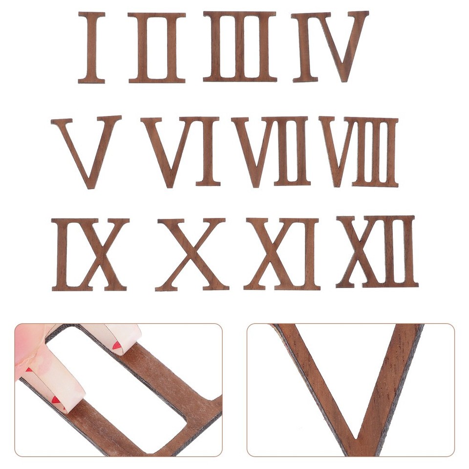 12pcs Clock Wooden Numbers: DIY Wall Clock Roman Numerals Modern ...