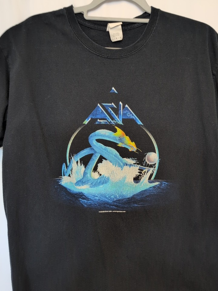 ASIA 2006 "Pre vtg" front back graphic concert t shirt navy blue L ...