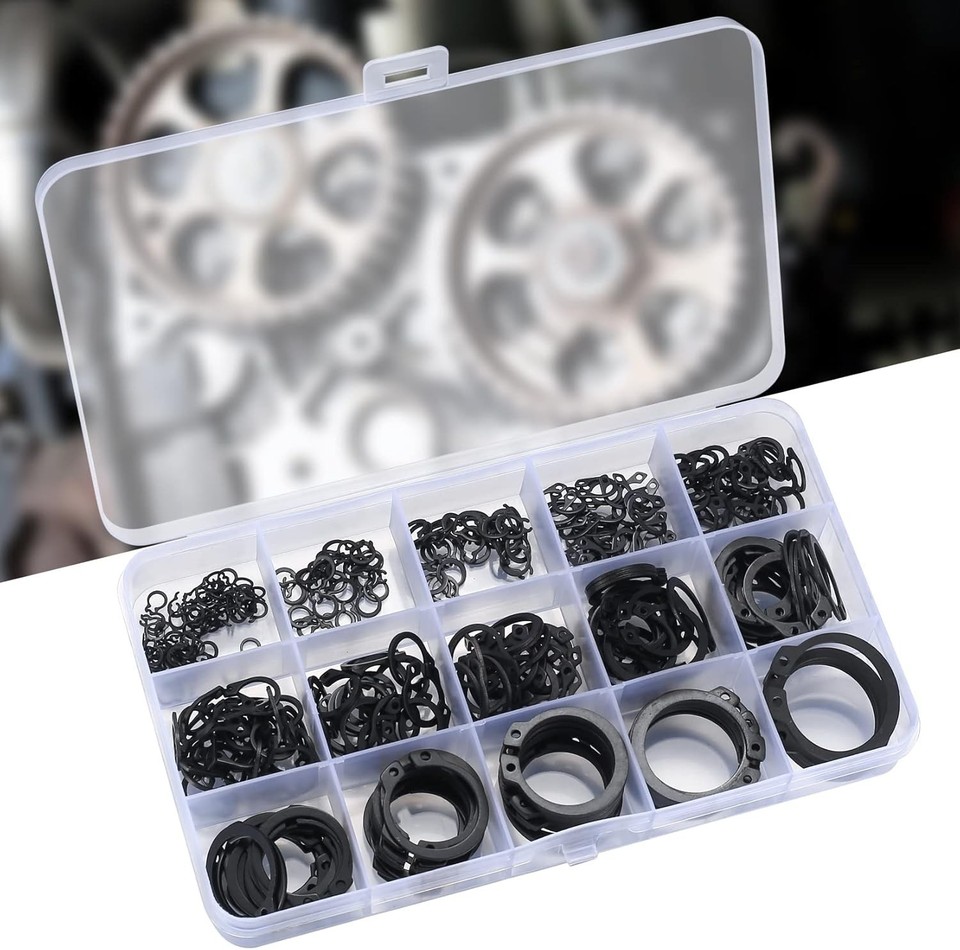Versatile 350 Pcs Black Steel Circlips Set for All Clamping Needs ...