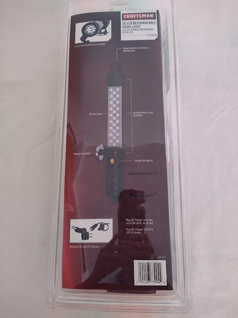 Craftsman Cordless Rechargeable Work Trouble Drop Light With 35 LED ...