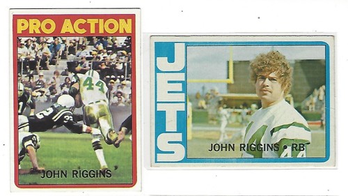 JOHN RIGGINS Rookie 1972 Topps Football RC #13 & Pro Action Card #126 ...