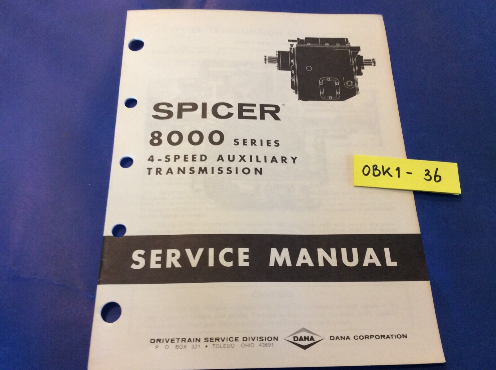 Dana Spicer Transmission Service Manual 8000 Series 4-speed Auxiliary ...