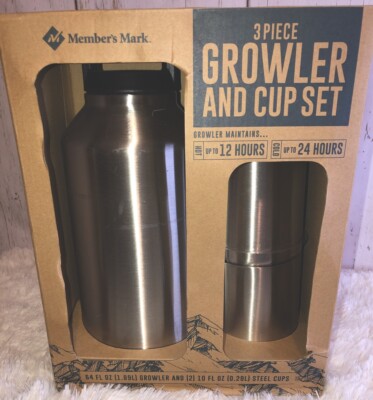 3 Piece Frowler And Cup Set 1 - 64 Fl Oz Growler 2 - 10 Fl Oz Cups ...