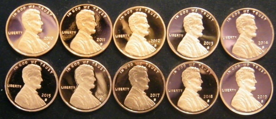 2010~2024 S Lincoln Shield Gem Proof Penny 15 Gem pennies from US proof ...