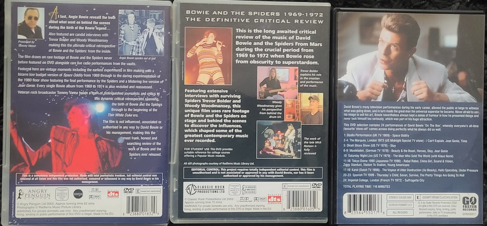 DAVID BOWIE X 3 DVD BUNDLE - Spiders from Mars & more | eBay UK