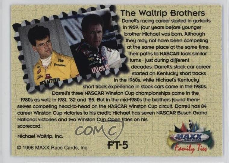 1996 Maxx Family Ties Darrell Waltrip Michael The Brothers #FT-5 HOF ...