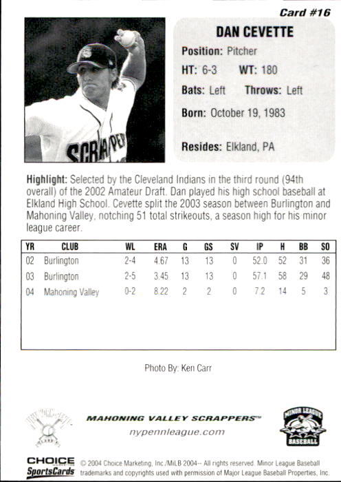 2004 New York-Penn League Top Prospects 16 Dan Cevette Elkland ...