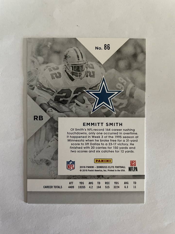 2016 Panini Donruss Elite Emmitt Smith Base NM/Mint Cowboys | eBay