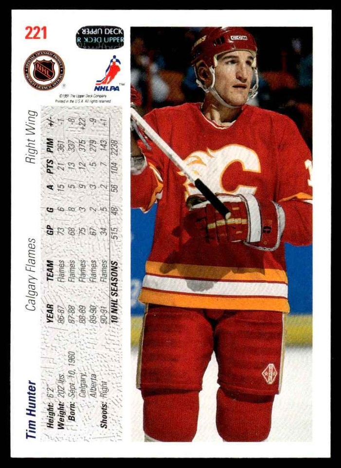 1991-92 Upper Deck Tim Hunter Calgary Flames #221 | eBay