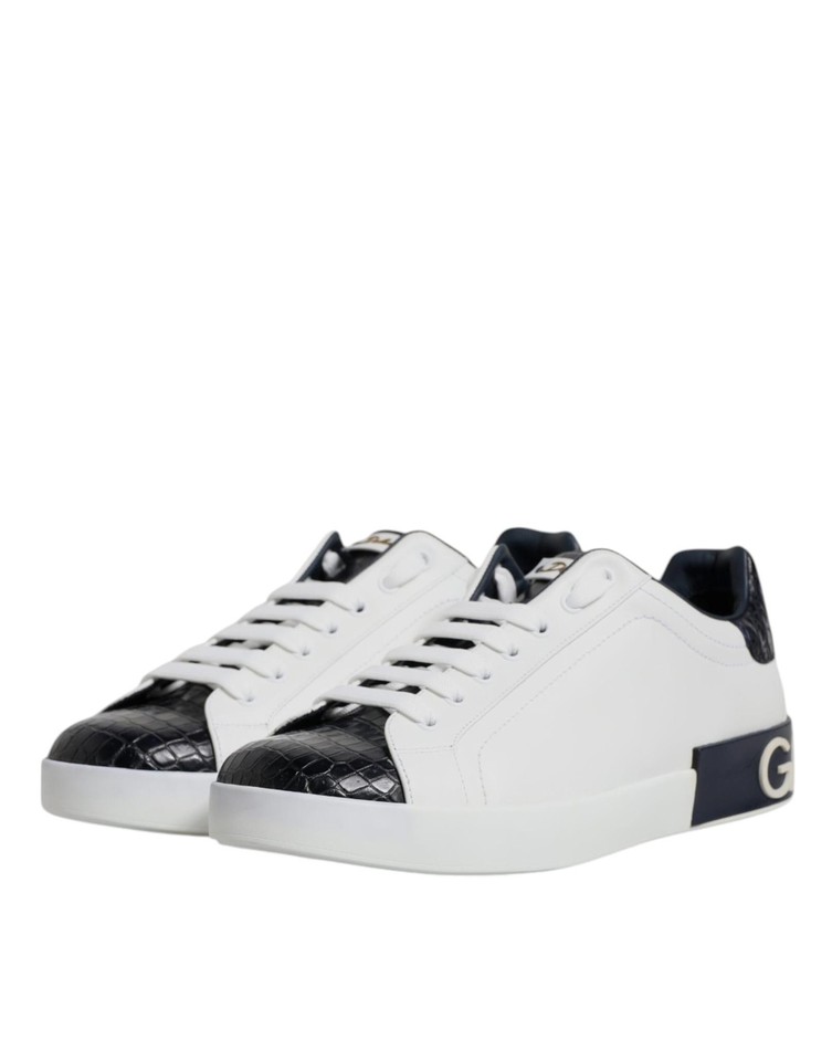 Dolce&Gabbana Portofino Men White Sneakers Leather Lace Up Trainer ...
