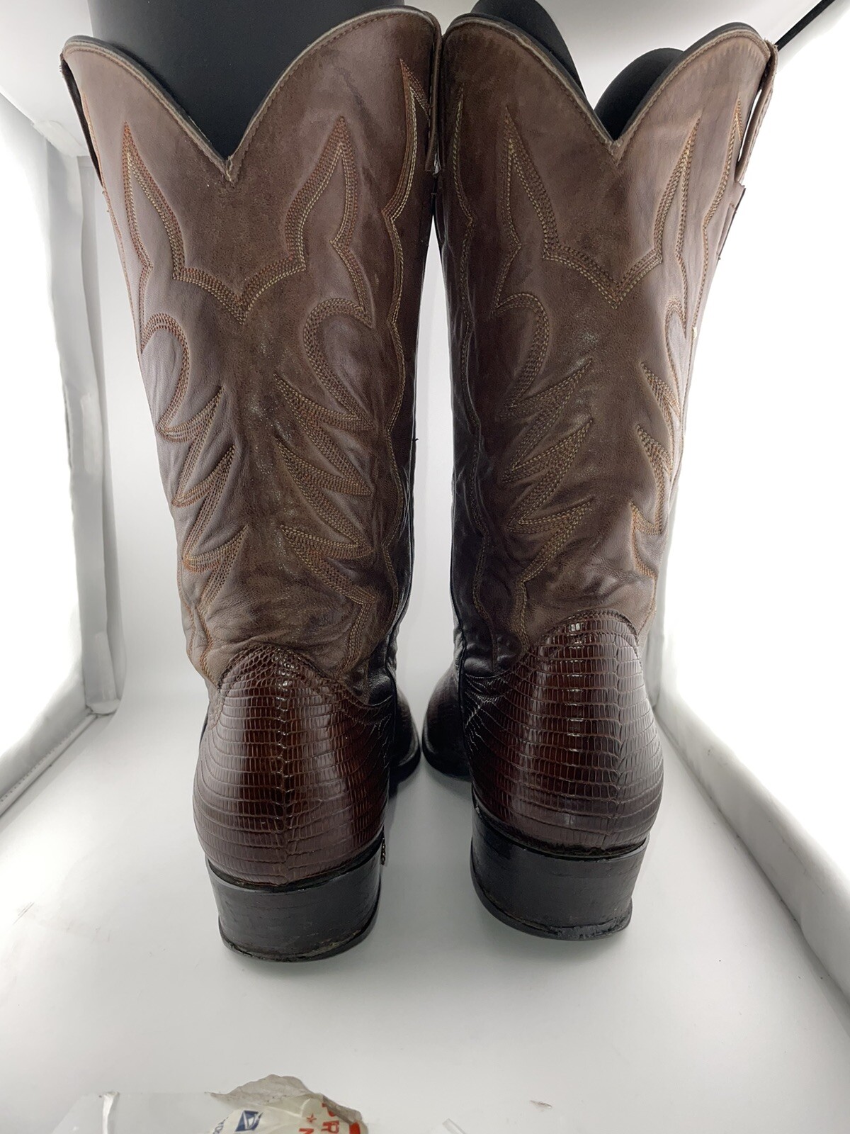 Vintage LARRY MAHAN Brown Leather Cowboy Boots Size 10.5 | eBay