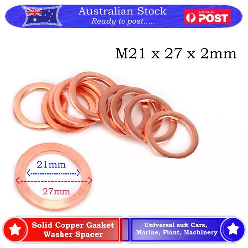 21mm Copper Washer Crush Sump Plug 1x - M21 27x2 mm Banjo Industrial ...