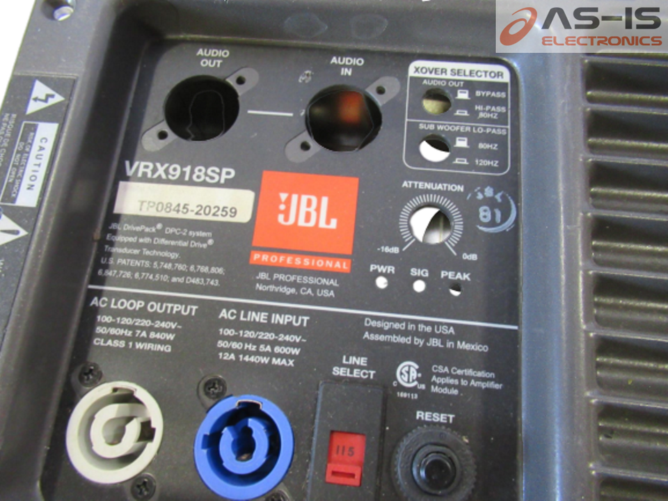 *AS-IS* JBL VRX918SP 12" 2-Way Active Powered Line Array Loudspeaker | eBay