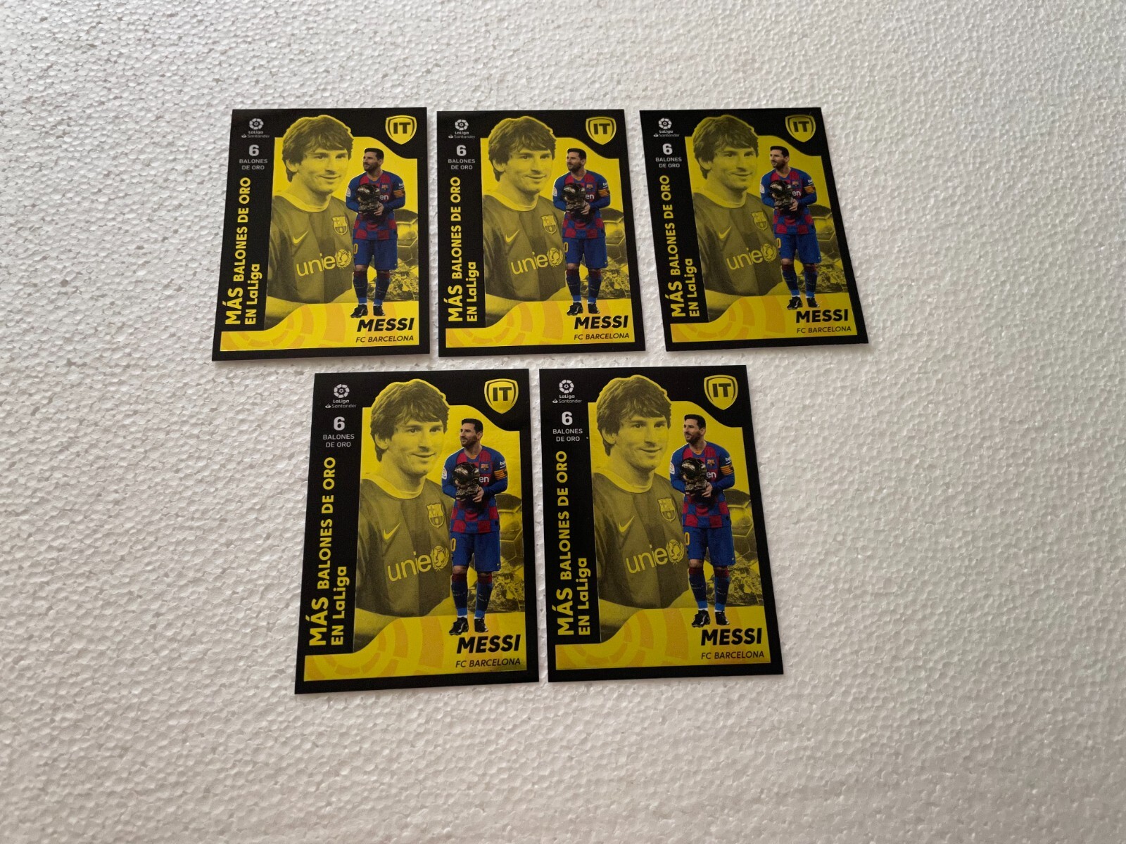 Panini Spanish La Liga 2021-2022 5 x Lionel Messi Más Balones de Oro ...