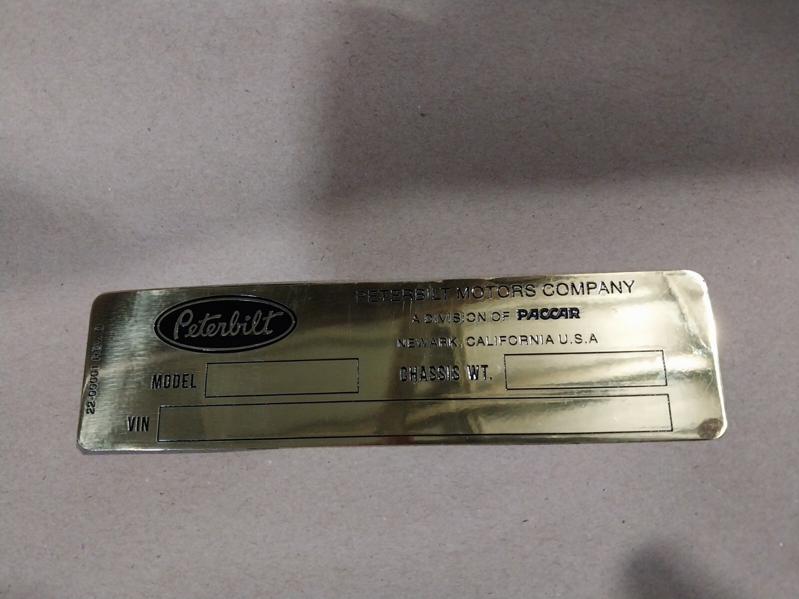 Vintage Peterbilt Data Plate Truck Brass Engraved Repro | eBay