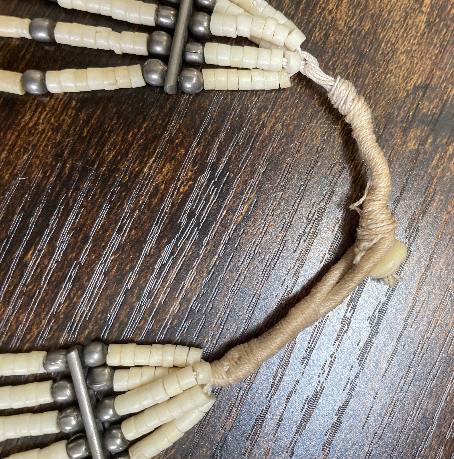 Vintage Boho Multi-Strand Bone Bead & Silver-Tone Bib Statement ...
