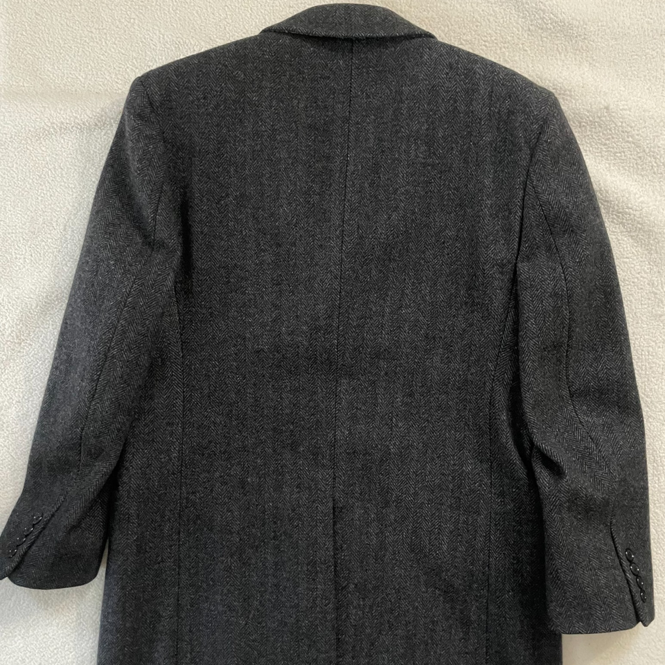 Vintage London Fog Charcoal Herringbone Wool Blend Overcoat Topcoat Men ...