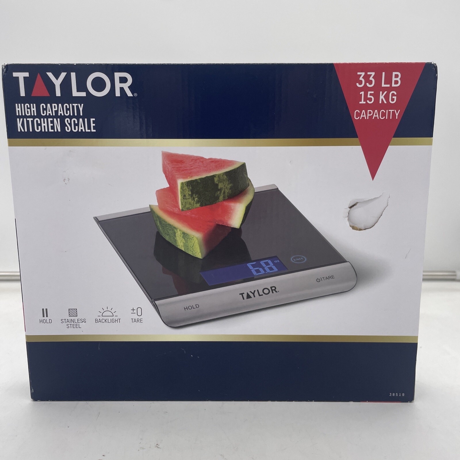 Taylor High-Capacity 33 Pound Digital Kitchen Scale with Hold and Tare ...