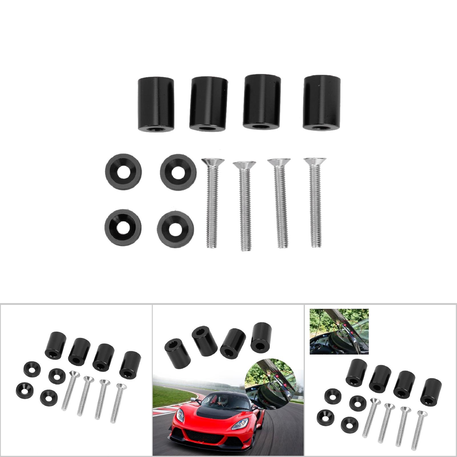 ZZ1 Car Aluminum Alloy Engine Hood Ventilation Spacer Riser Fit For 6mm ...