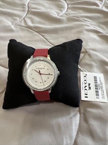 Brand New Coach Rayden White Dial Red Leather Band Stainless Women's ...