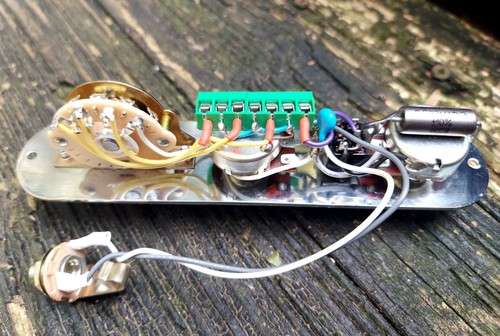 Tele HSS Solderless Control Plate 5 way Mini toggle coil Tap 300k pots ...