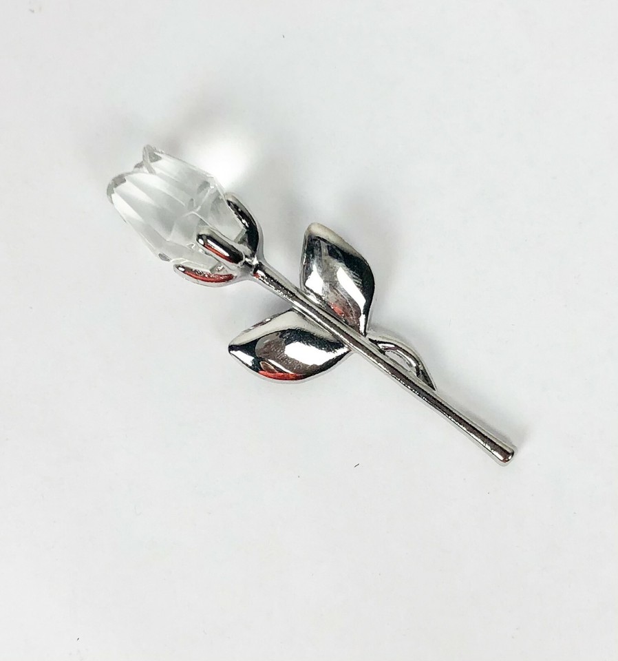 Fashioncraft Choice Clear Crystal and Silver Long Stem Rose With Gift ...