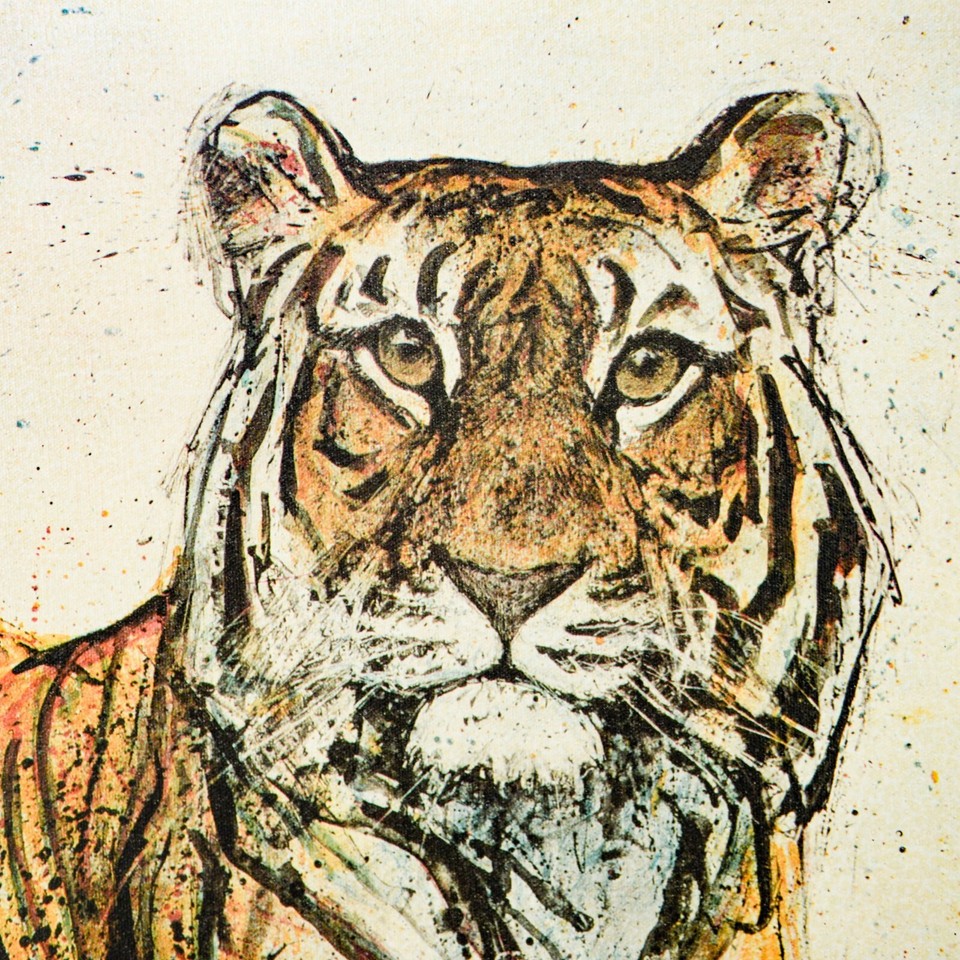 Fritz Rudolph Hug Tiger Art On Canvas 28 X 22 Inches | eBay