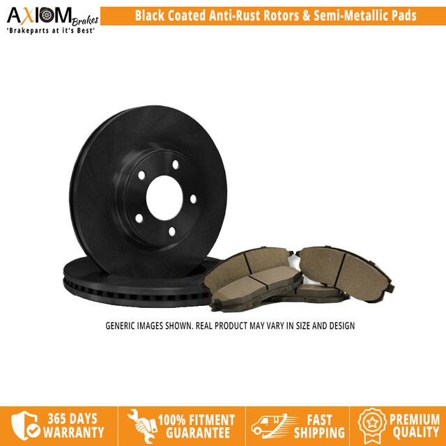 2 Disc Brake Rotors Black Anti-Rust 4 Semi-Metallic Pads Rear 55117ZD ...