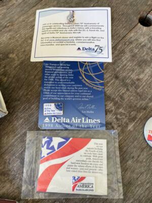 3 Vintage Delta Airlines Pins 75 Years 4th of July & Airline of Year ...