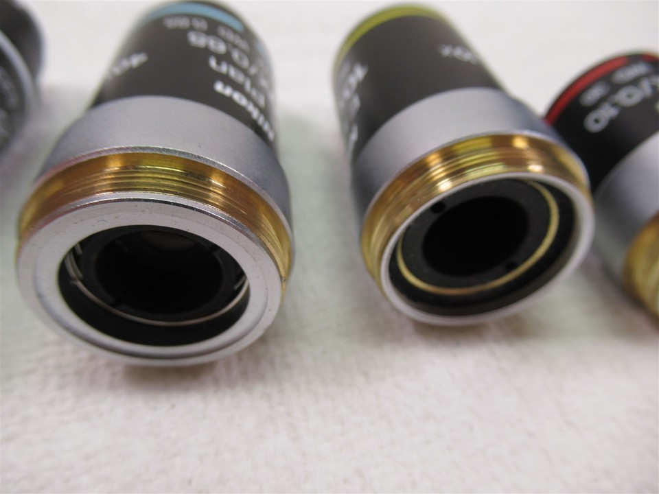Nikon E Plan Microscope Objective Lenses Lot of 4 100x Oil 40x 10x & 4X ...