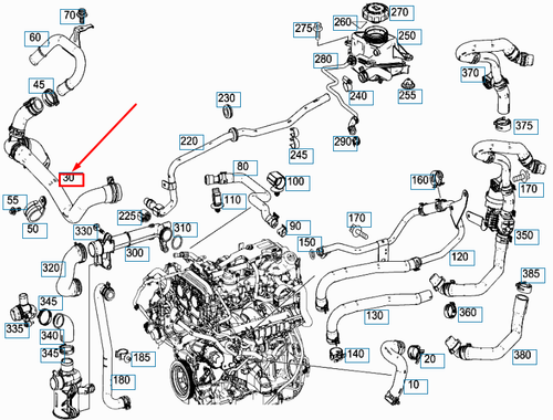 MB E W213 Thermostat And Water Pump Coolant Hose A2742004082 NEW ...