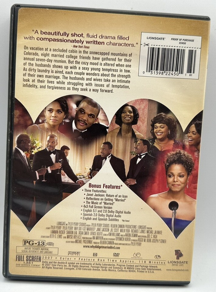 Tyler Perry's Why Did I Get Married? DVD Full Screen Tyler Perry Janey ...