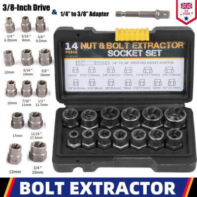 14pc Bolt Extractor Impact Socket Set 3/8" Dr Damaged/Rounded Nut ...