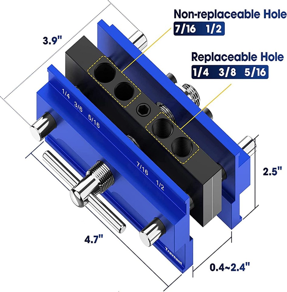 Self Centering Dowel Jig kit, Drill Guide Bushings Set for Woodworking ...