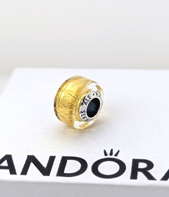 NEW 100% Authentic PANDORA 925 Golden Yellow Mini Murano Glass Charm ...