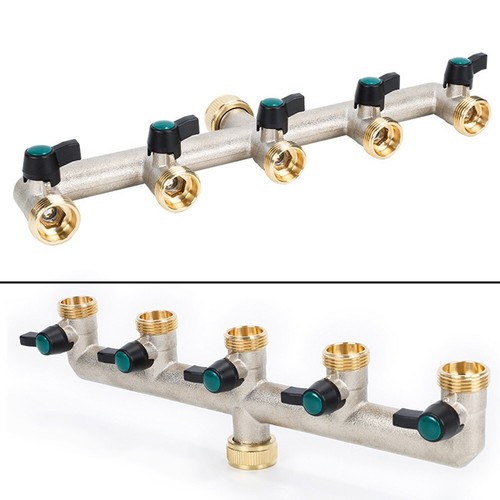 Garden Hose 5-Way Brass Water Tap Distributor 3/4 Inch Water ...