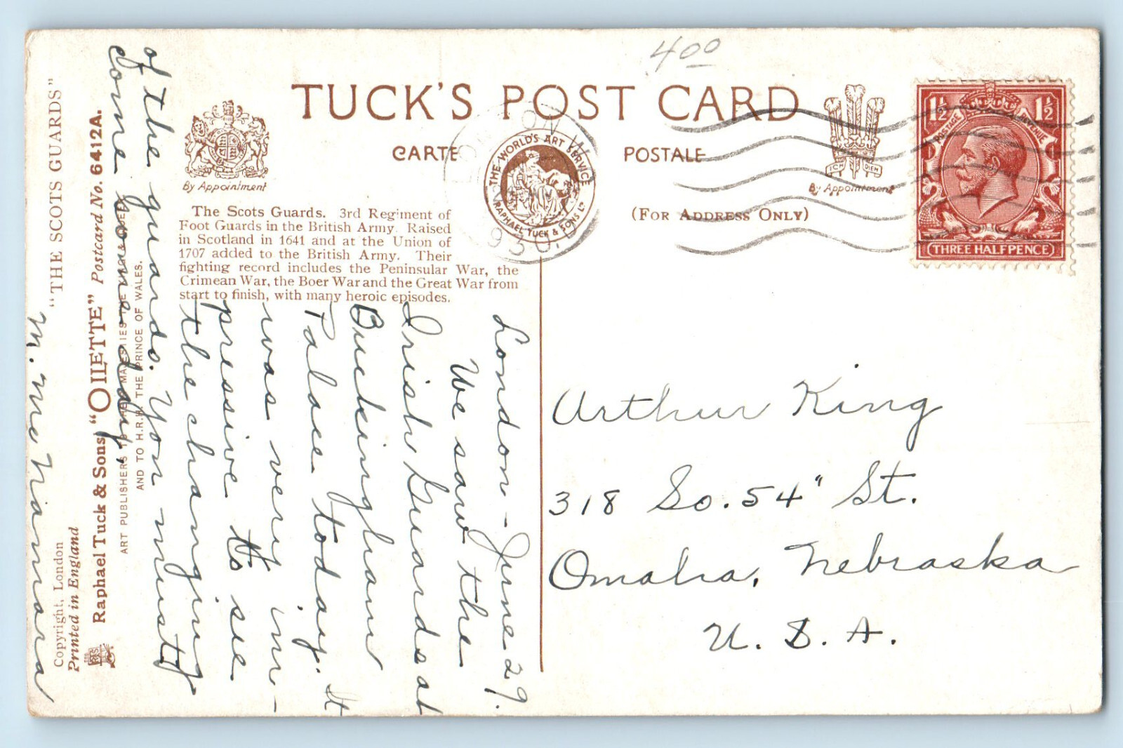 England Postcard The Scots Guards Kings Guards 1930 Oilette Tuck Art | eBay