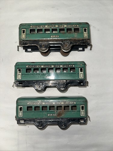 3 - 1936/37 Vintage American Flyer O Gauge Blue Streak Passenger Cars ...
