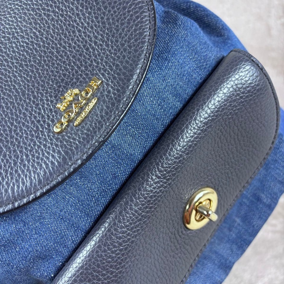 COACH Mini Backpack Denim x Leather COACH Backpack 25a | eBay