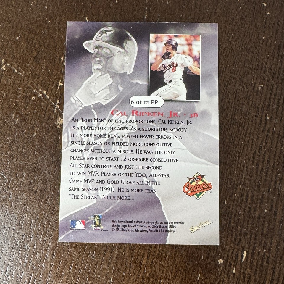 1998 Fleer Metal Universe Cal Ripken Jr Platinum Portraits #6 PP With ...