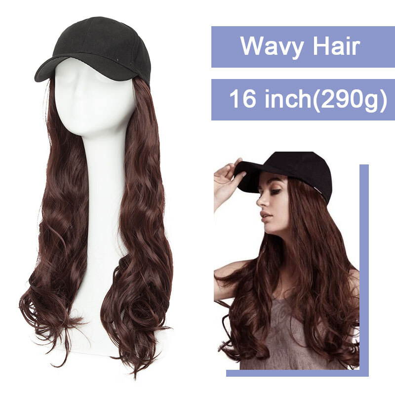 One Piece Baseball Hat with Synthetic Hair Wigs Straight Bob Baseball ...