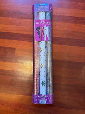 Kirkland Signature 3 Roll Reversible Christmas Gift Wrap Paper 270 sq ...