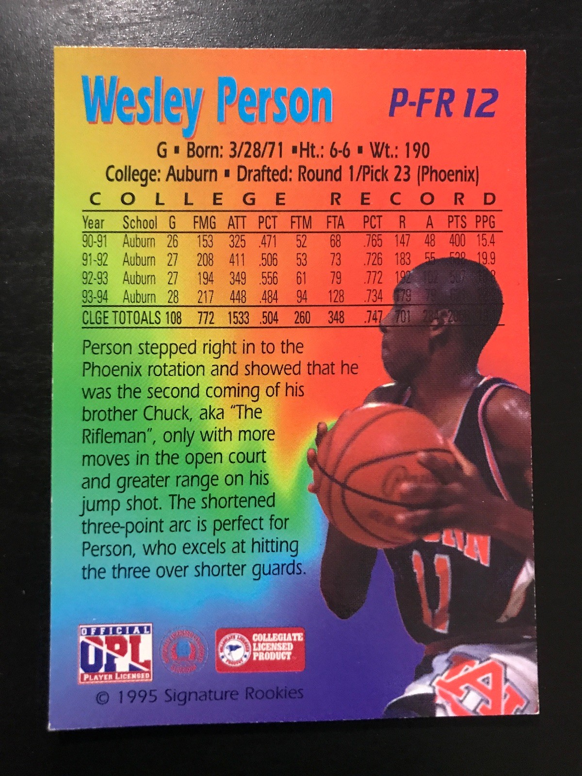 1995 Signature Rookies Promo P-FR 12 Wesley Person Suns | eBay