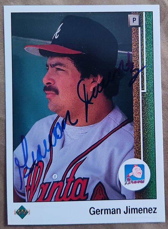 GERMAN JIMENEZ AUTOGRAPHED SIGNED CARD 1989 UPPER DECK BASEBALL BRAVES ...