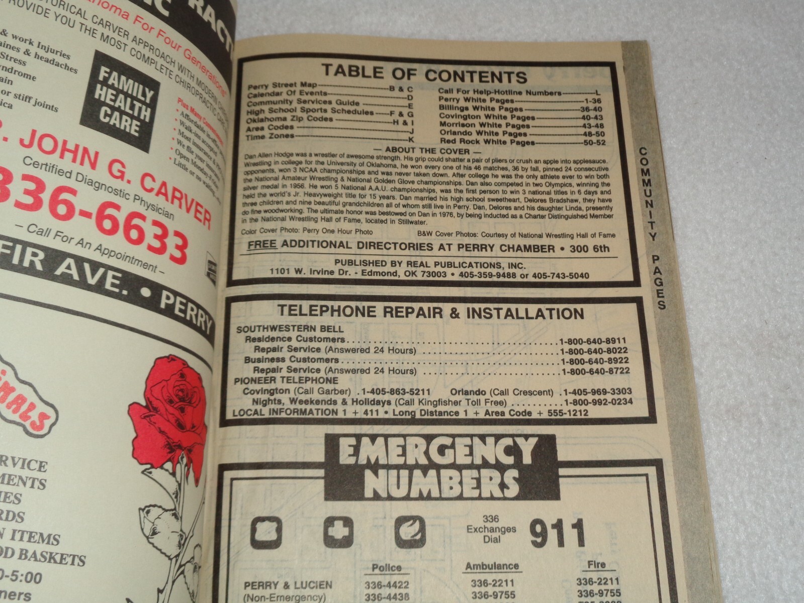 Danny Hodge Rare Perry Oklahoma 1997 Telephone Directory Wrestling ...