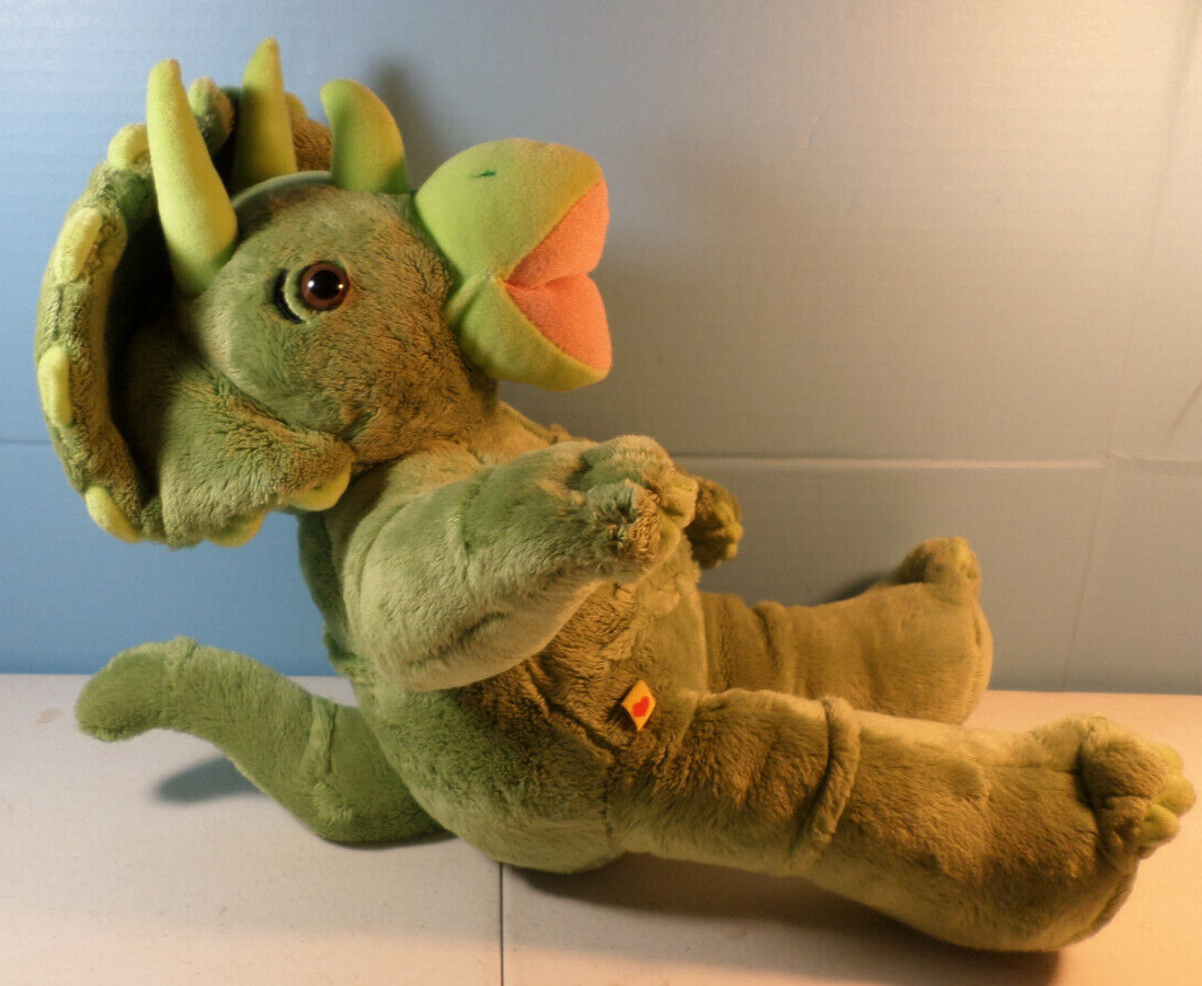 Build a Bear Workshop Green Triceratops ~ 18" ~Roaring Sounds ~ BABW ...
