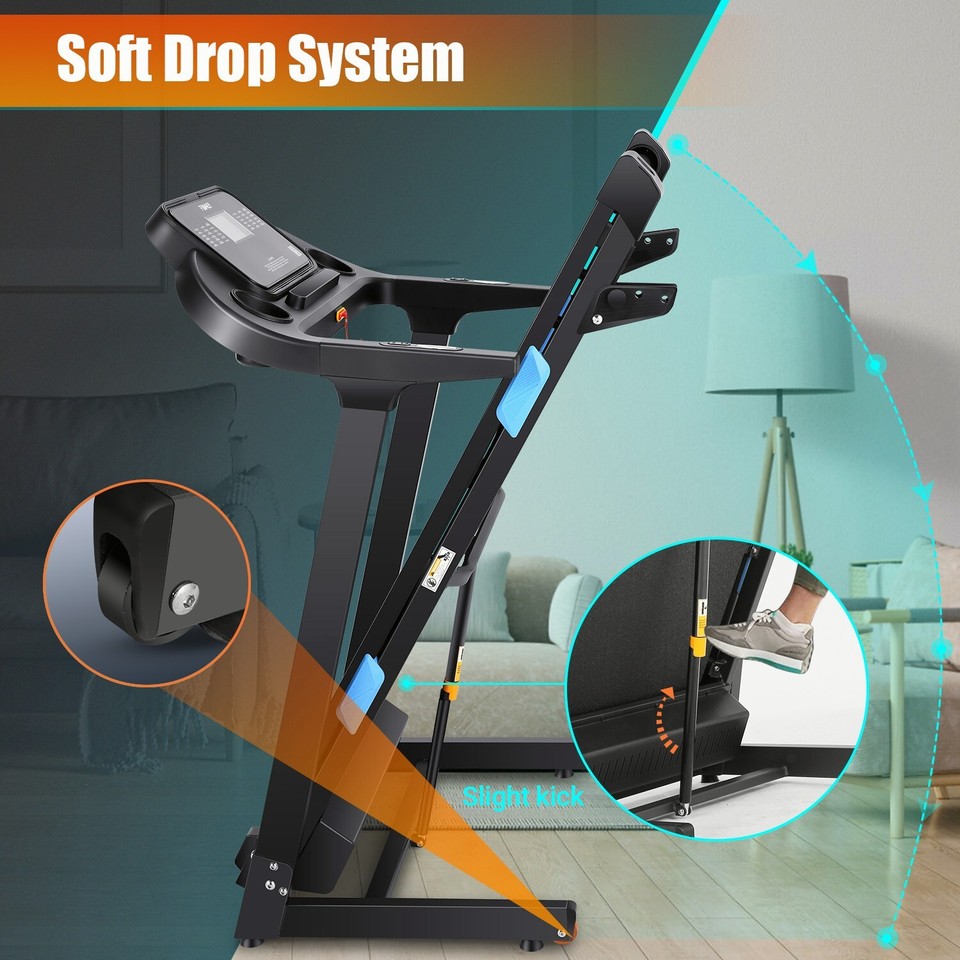 3.25HP Extra-Wide Running Treadmill, Incline Treadmill with Soft Drop ...