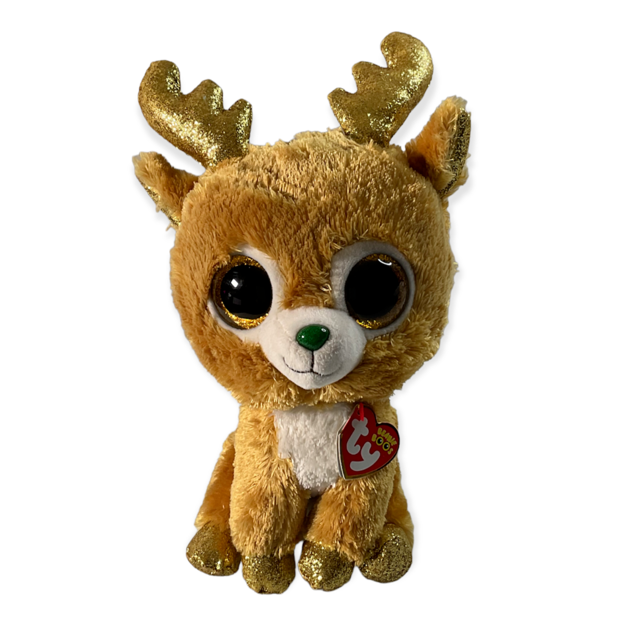 Ty Beanie Boos Glitzy the Reindeer Medium 9" DOB Dec 9 Glitter Eyes ...